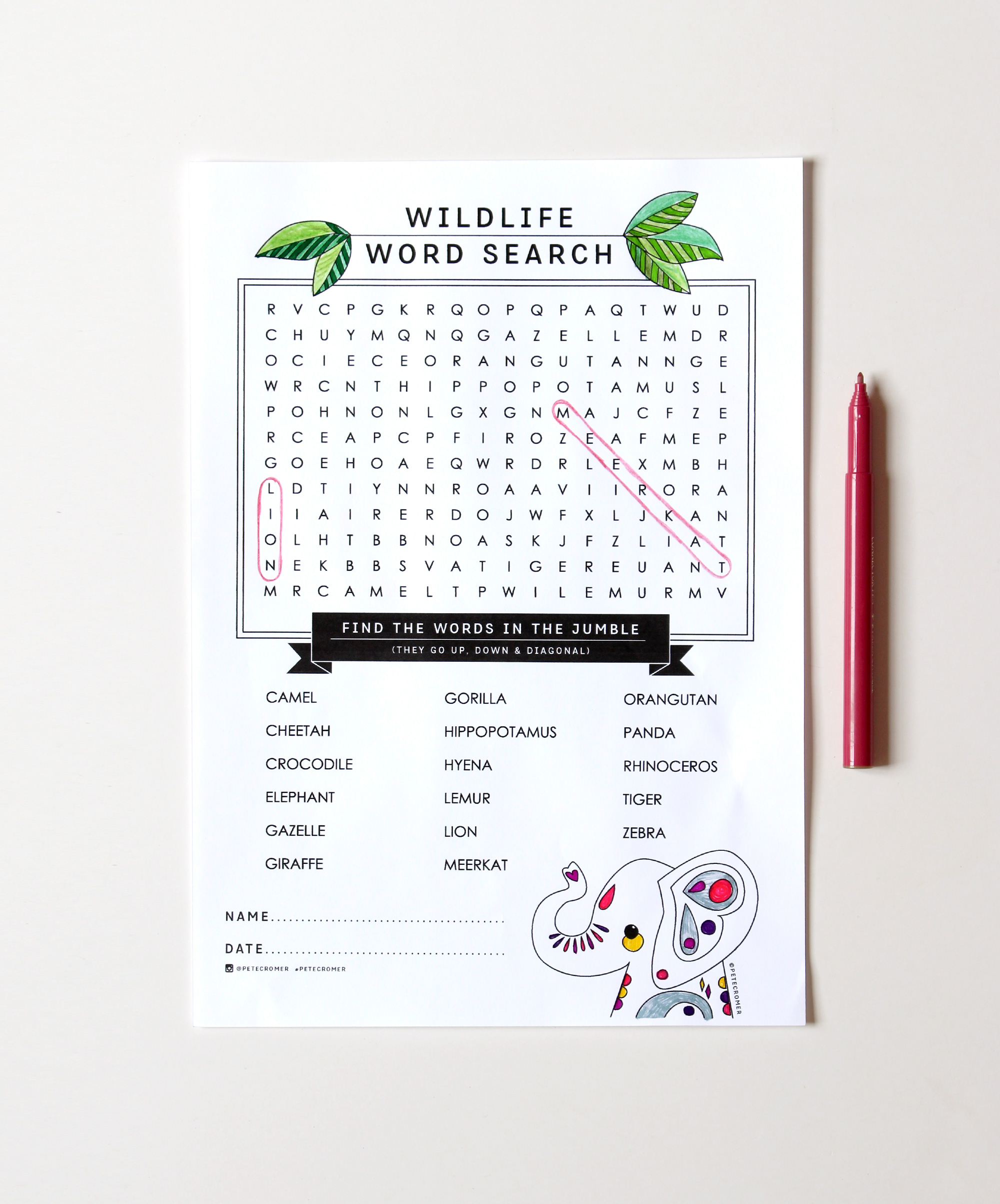 Wildlife Word Search Printable Pete Cromer Wildlife Word Search Printable Pete Cromer